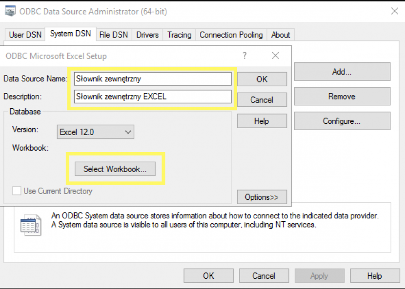 Excel jako zewnętrzne źródło danych – Wiki Amodit