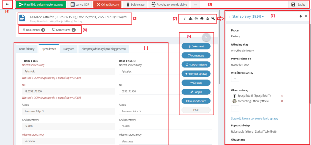 Interfejs systemu AMODIT – część 2, formularz sprawy – Wiki Amodit