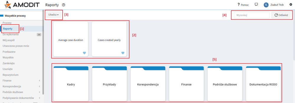 Interfejs systemu AMODIT – część 3, lista raportów – Wiki Amodit