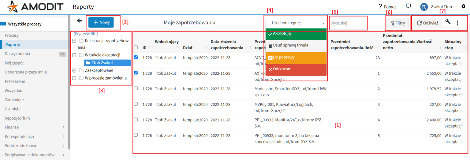 Interfejs systemu AMODIT – część 4, raport – Wiki Amodit