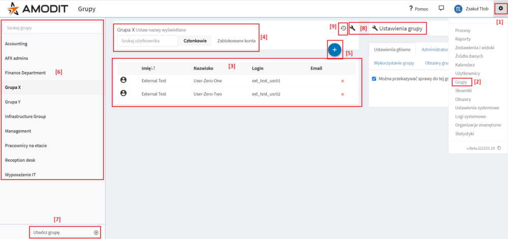 Interfejs systemu AMODIT – część 6, grupy – Wiki Amodit