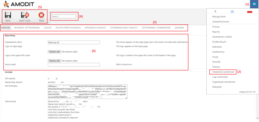 Interfejs systemu AMODIT – część 8, ustawienia systemowe