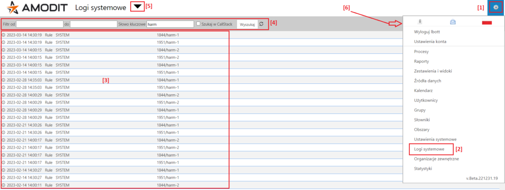 Interfejs systemu AMODIT – część 9, logi systemowe – Wiki Amodit