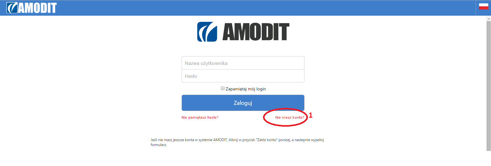 Zakładanie konta przez użytkownika